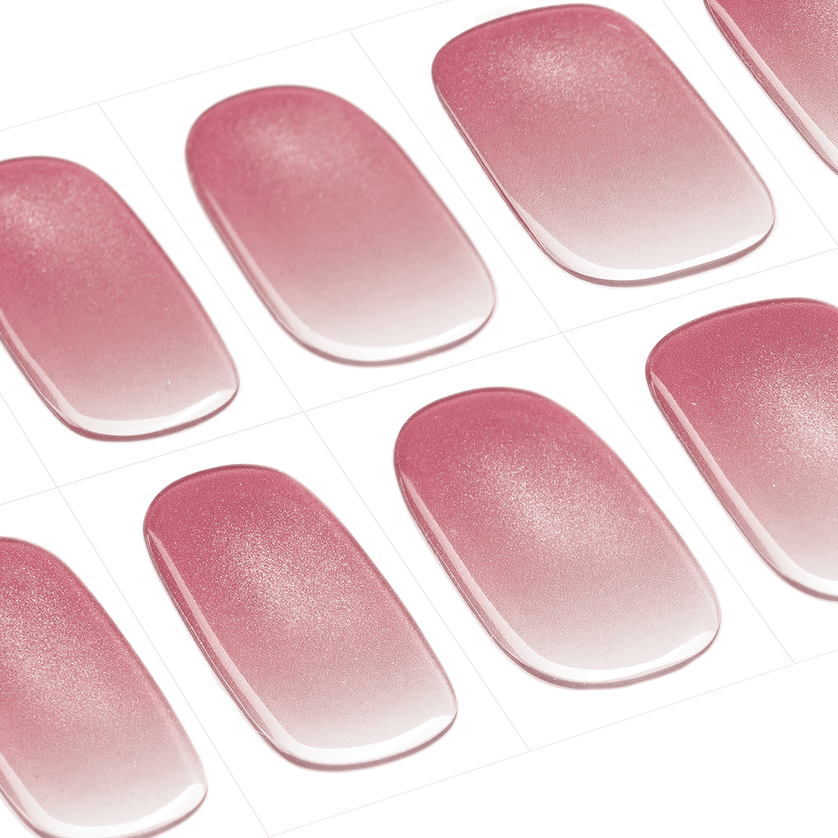 Shiny Glitter Pink & White Ombre Gel Nail Strips | Gloss Crush - 2708