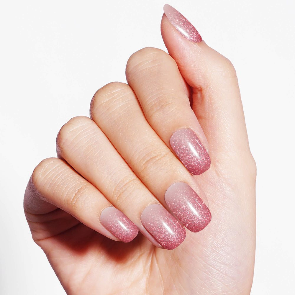 Shiny Glitter Pink & White Ombre Gel Nail Strips | Gloss Crush - 2708