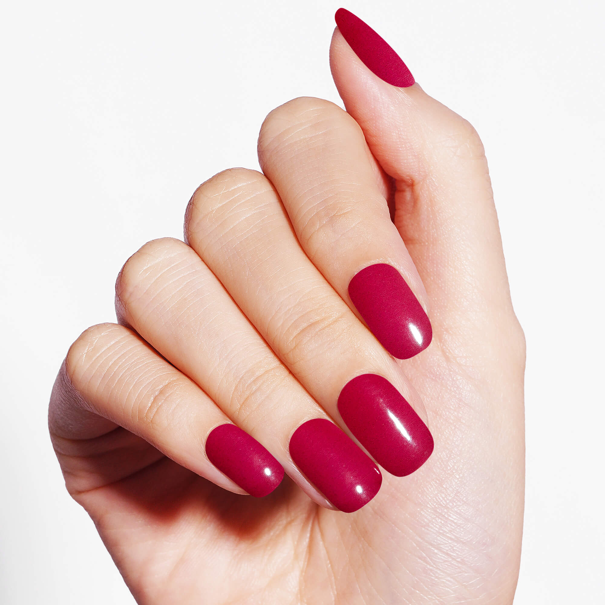 Glossy Cherry Red Semi-Cured Gel Nail Strips | Sheer Cherry