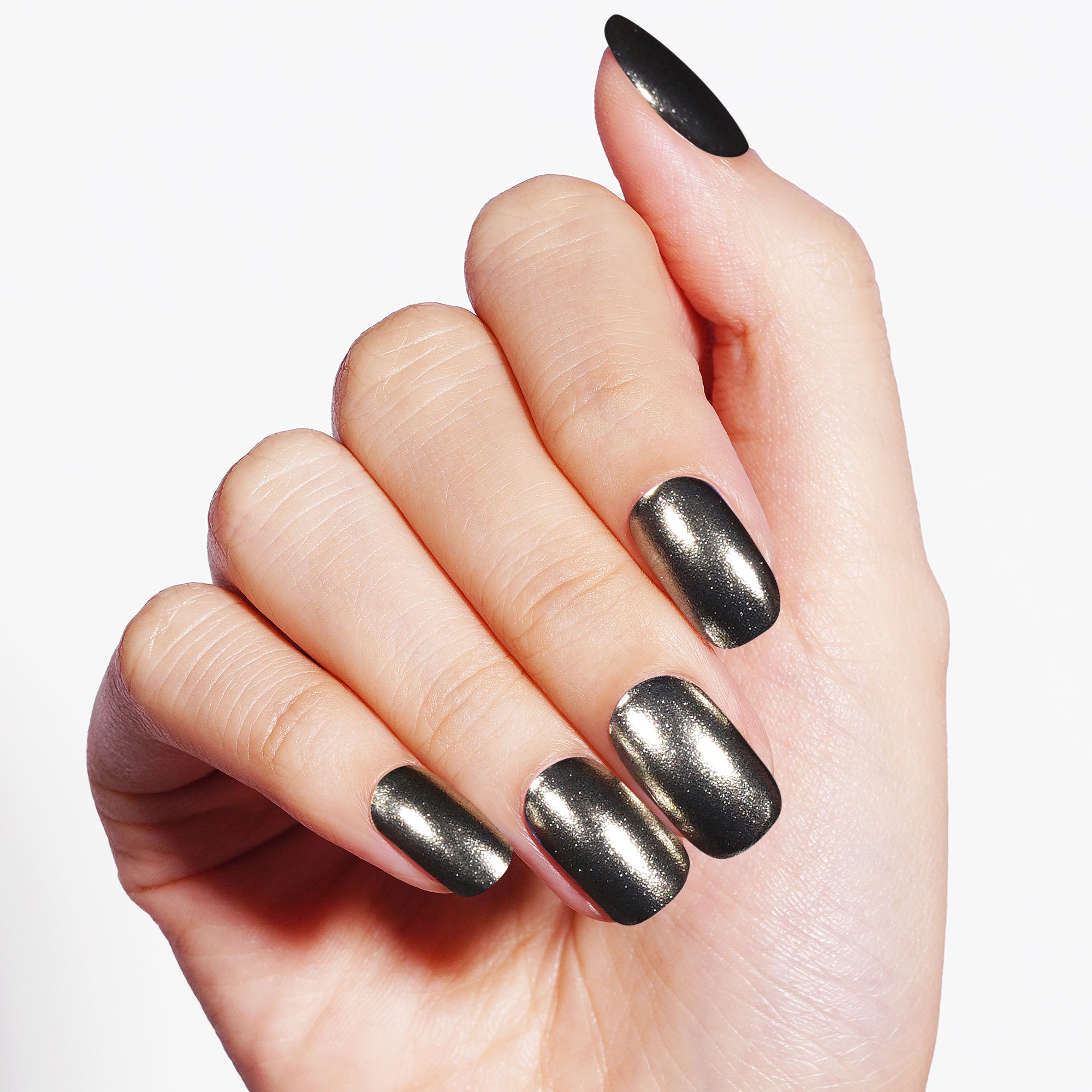 Mirror Shine Silver Chrome Semi Cured Gel Nail Strips | Danni & Toni