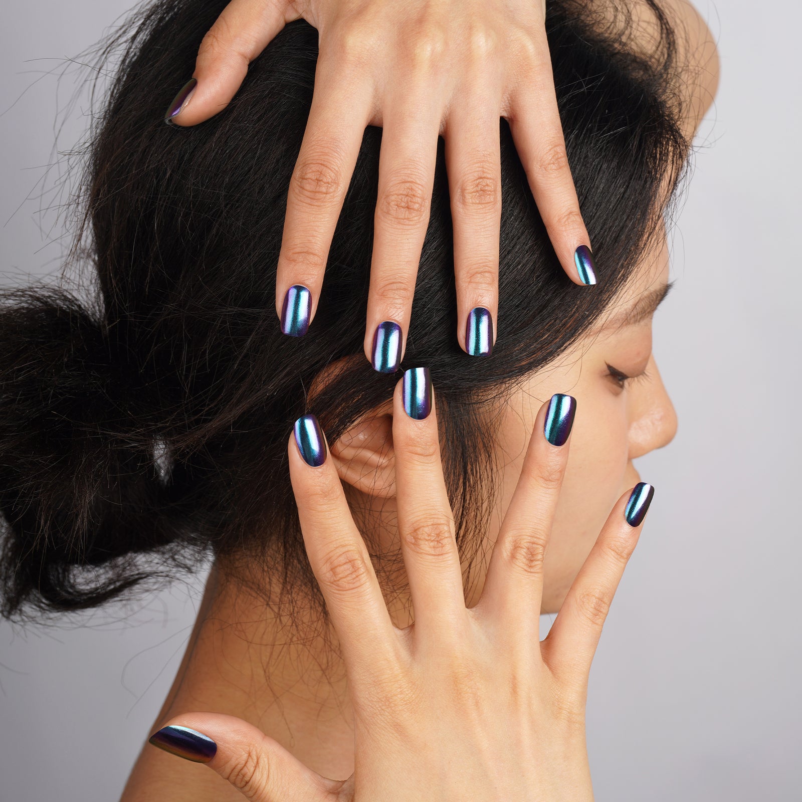 Mystic Aurora Borealis Semi-Cured Gel Nail Strips | Lapis Luster - 258