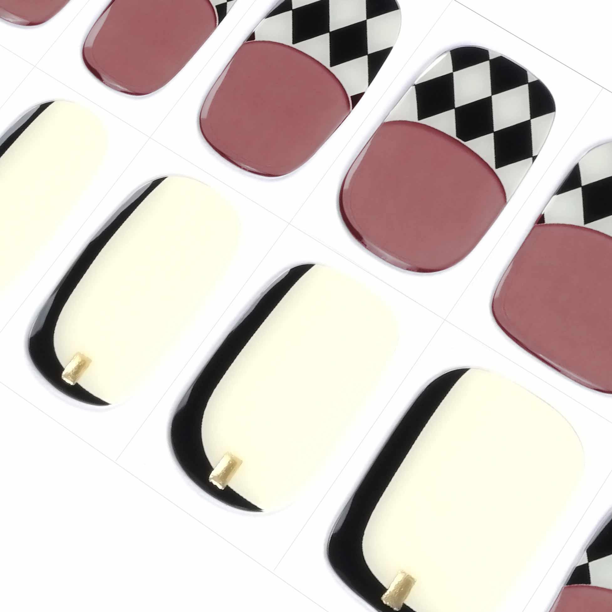 Avant-Garde Geometric Harlequin Semi Cured Gel Nail Strips | Danni & Toni