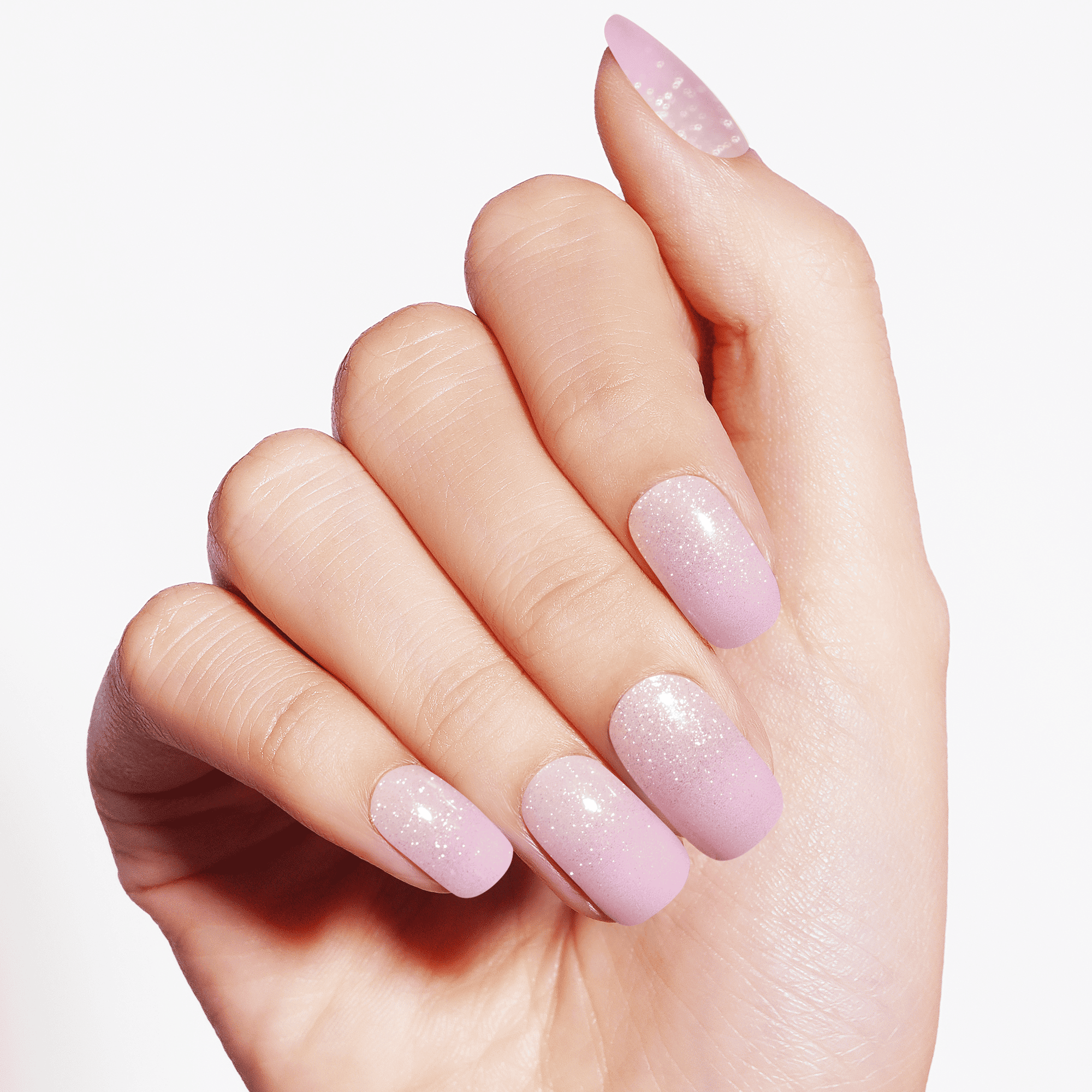 Pastel Pink Glitter Ombre Gel Nail Strips | Lilac Sheen - 2709